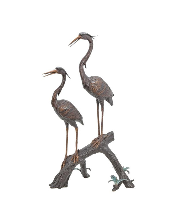 Bronzen beeld reiger fontein type 1 | Tuinbeeldencenter.nl